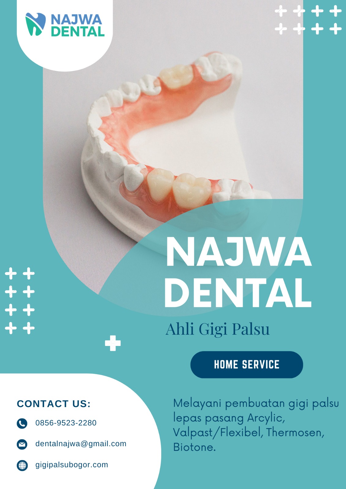 Gigi Palsu Valplast Bogor, Akrili, biotone, steel denture